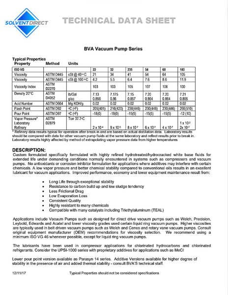 Premium Rotary Vane Vacuum Pump Oil - Solvent Direct